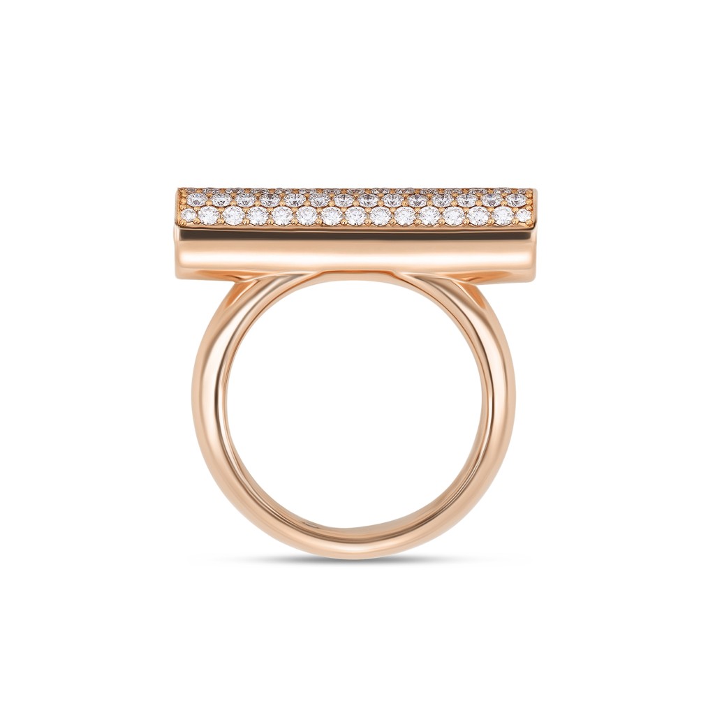 Roberto Coin Domino Ring with Diamonds: Contemporary 18kt Rose Gold Jewelry