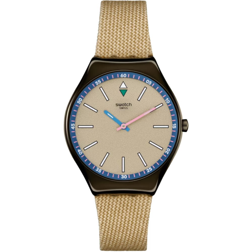 Swatch SUNBAKED SANDSTONE: reloj ultradelgado, esfera beige con ...