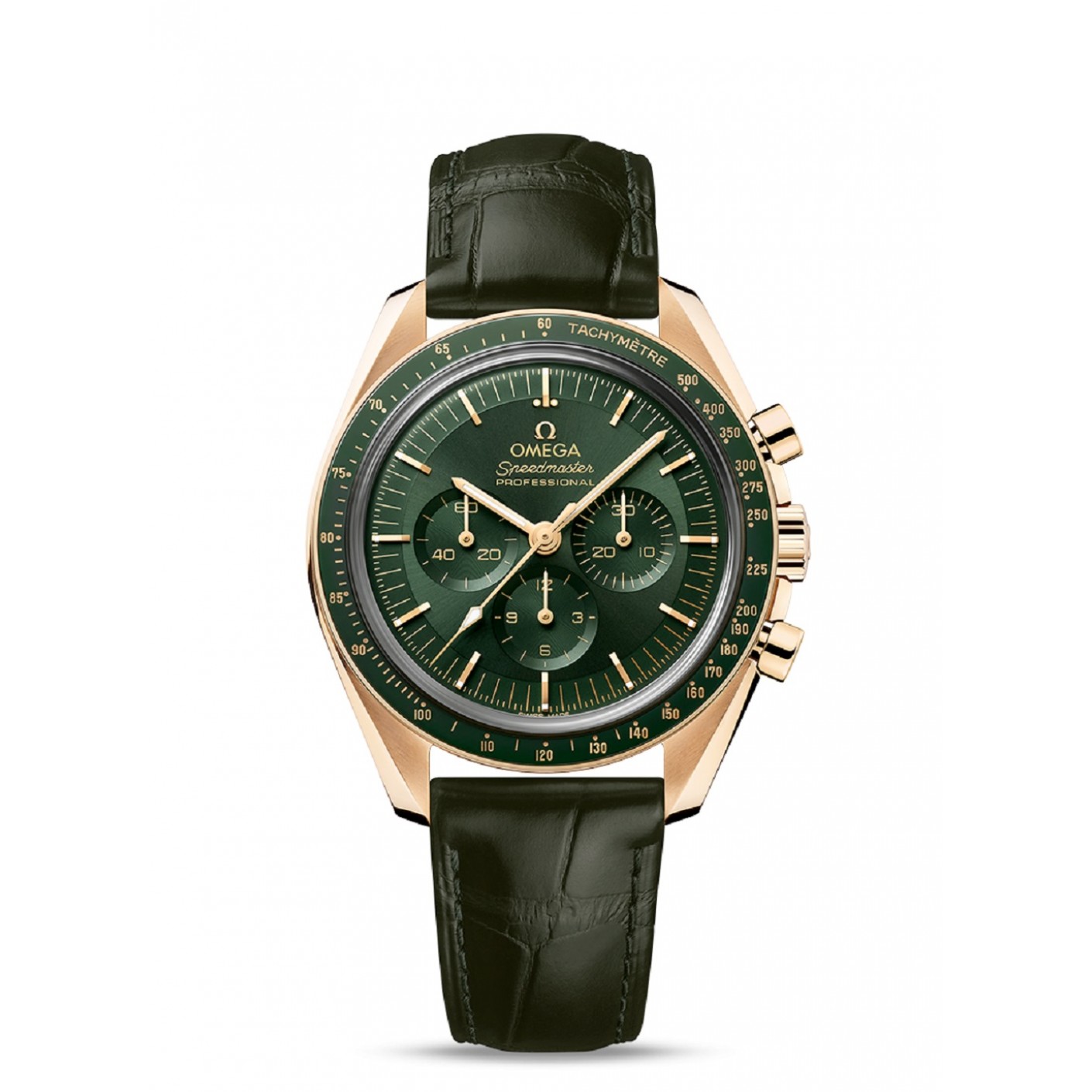 Reloj oro moonshine & esfera verde cronógrafo Speedmaster Moonwatch ...